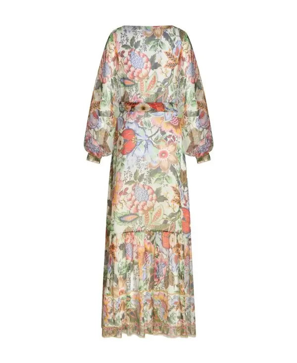 Etro Floral Print Long Sleeve Maxi Dress