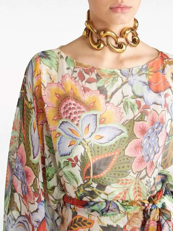 Etro Floral Print Long Sleeve Maxi Dress