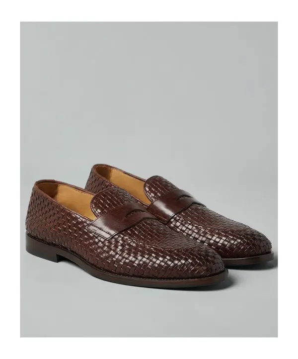Brunello Cucinelli Woven Leather Loafers - Black