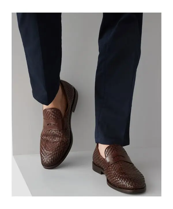 Brunello Cucinelli Woven Leather Loafers - Black