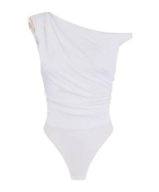 Elisabetta Franchi Draped One-shoulder Bodysuit Top
