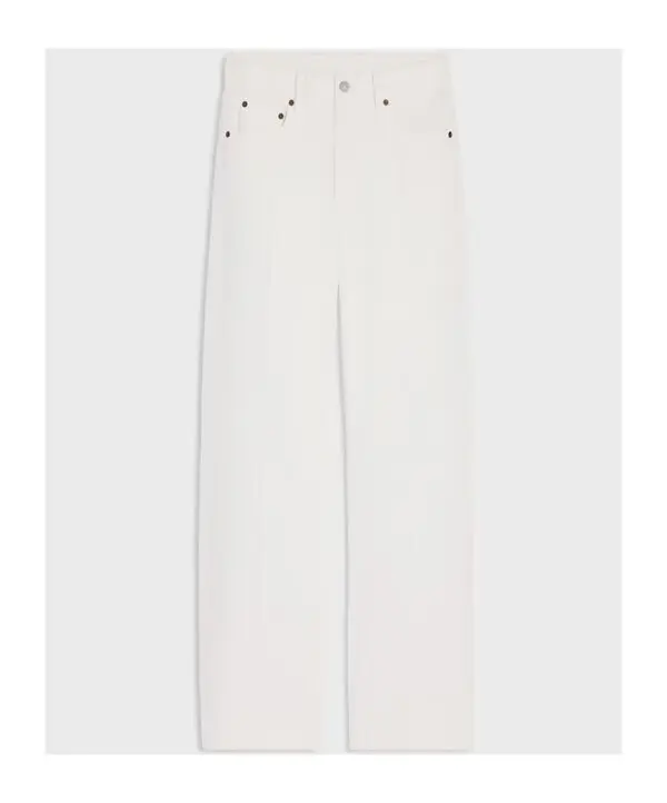 Celine Boyfriend Jeans In Cotton Denim - White Heavy Stone Wash