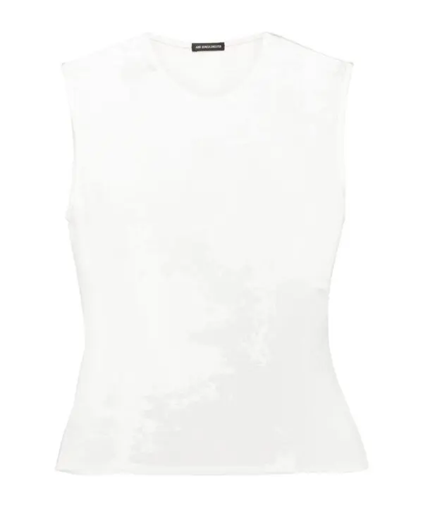 ANN DEMEULEMEESTER Translucent Round Neck Top - White