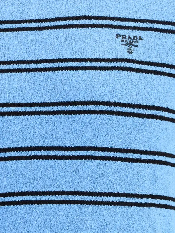 Prada Striped Crewneck Short-sleeve Sweater