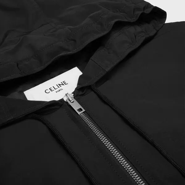 Celine Windbreaker In Nylon With Triomphe Embroidery - Black