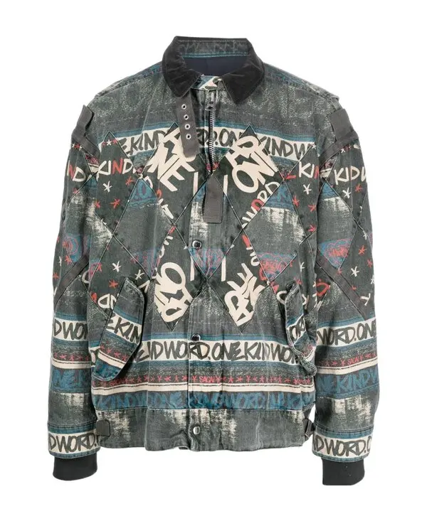 Sacai Slogan-print Quilted Bomber Jacket