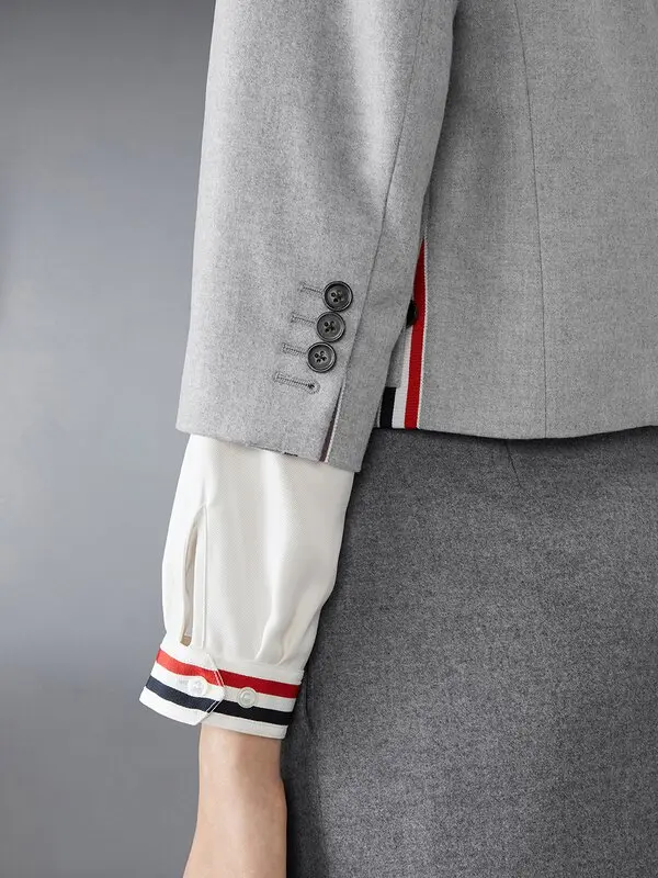 Thom Browne Cropped Flannel Jacket With Bow Detail