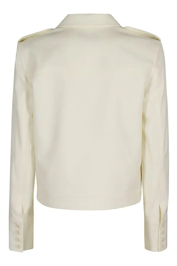 Theory Buttoned Cropped Jacket With Epaulettes And Buckle Cuffs - White