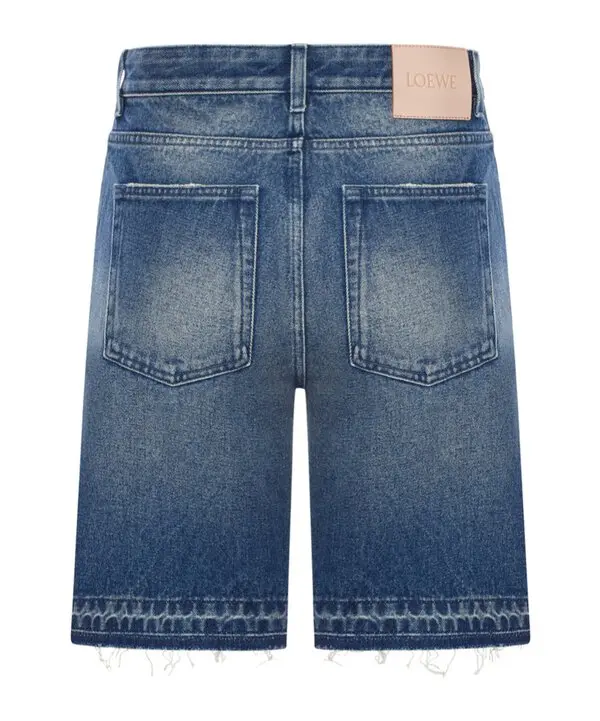 Loewe Frayed Hem Denim Shorts - Medium Blue