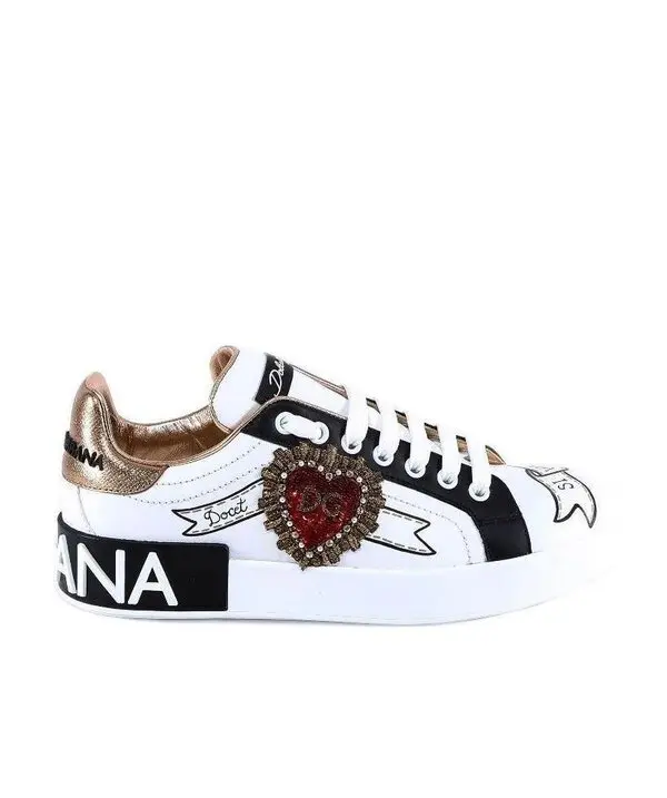 Dolce & Gabbana Embroidered Portofino Sneakers - White
