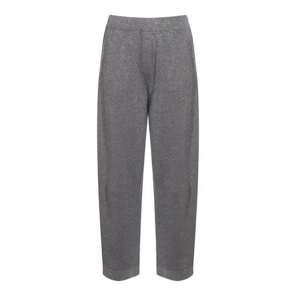 Brunello Cucinelli Ribbed Wide Leg Pants With Elastic Waist