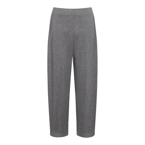 Brunello Cucinelli Ribbed Wide Leg Pants With Elastic Waist