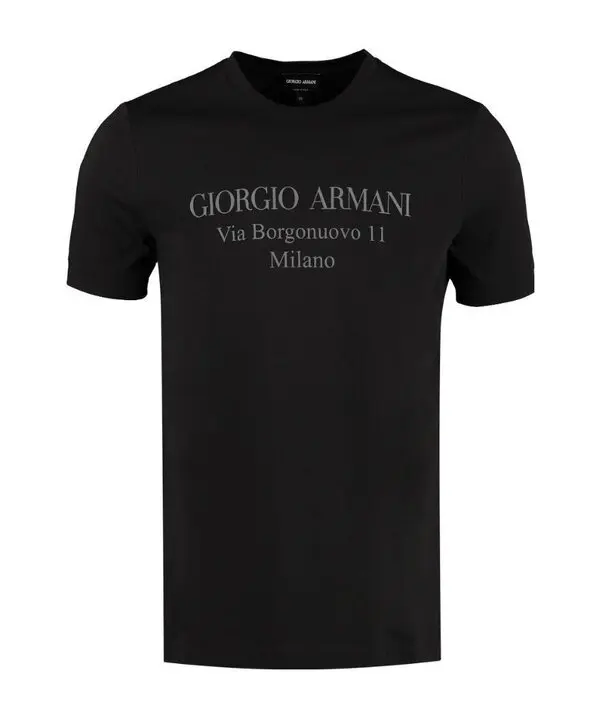 Giorgio Armani Logo Printed Crewneck T-shirt - Black