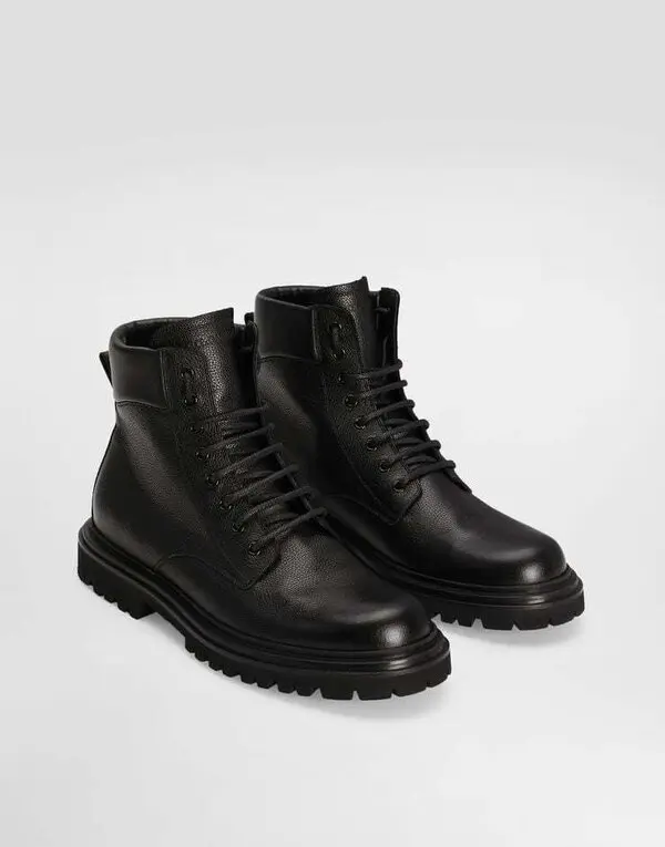 Dolce & Gabbana Logo Debossed Lace-up Ankle Boots
