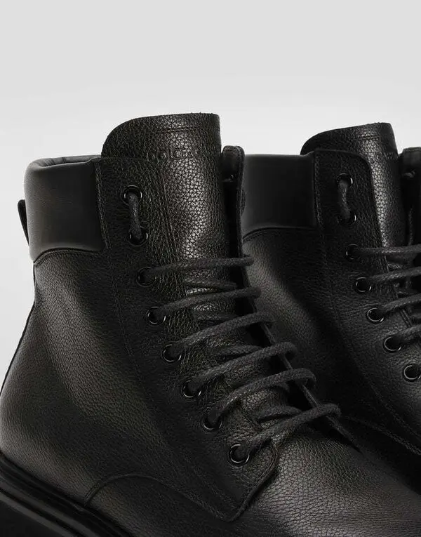 Dolce & Gabbana Logo Debossed Lace-up Ankle Boots