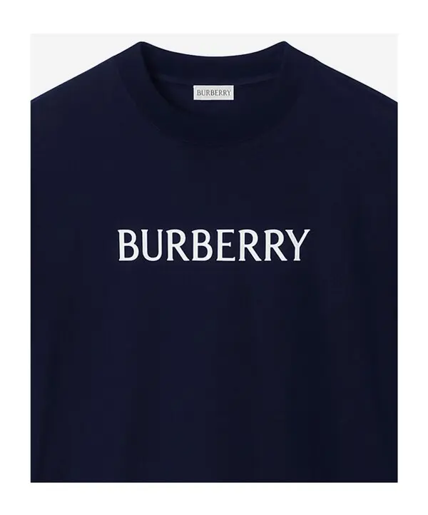 Burberry Logo Printed Crewneck T-shirt - Navy