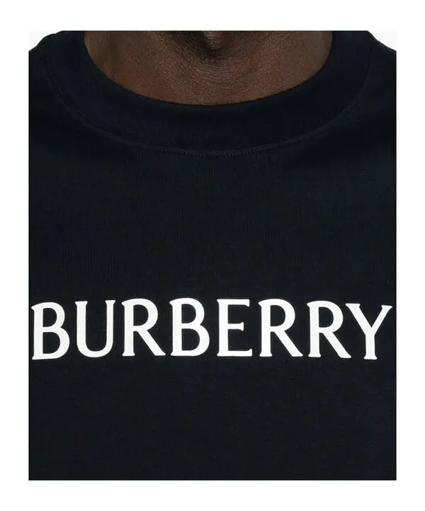 Burberry Logo Printed Crewneck T-shirt - Navy