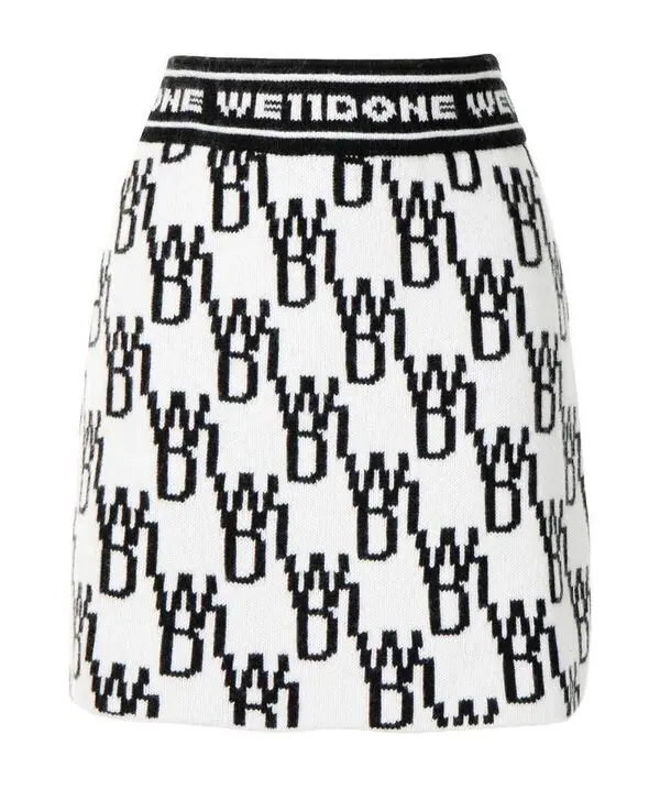 We11Done Logo Knit Mini Skirt - White