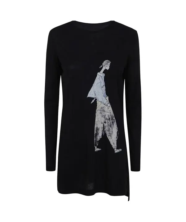 Yohji Yamamoto Graphic Long Sleeve Dress