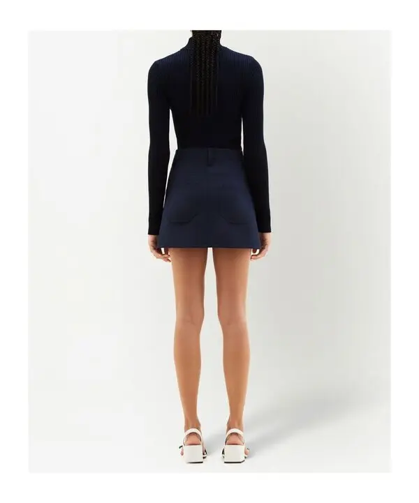 COURREGES High Neck Knitted Jumper With Logo Detail - Black