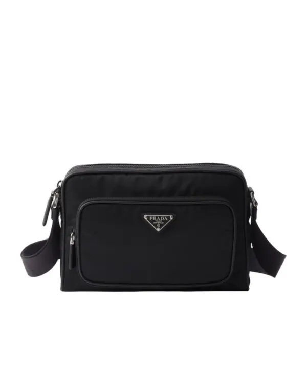 Prada Re-nylon And Saffiano Leather Shoulder Bag - Black