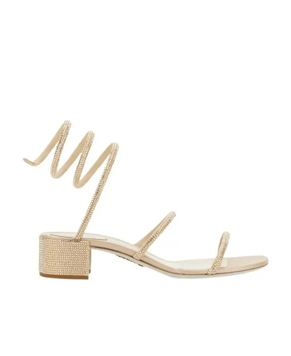 Rene Caovilla Embellished Open Toe Sandals - Nude