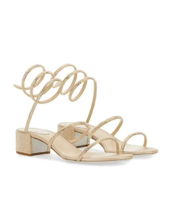 Rene Caovilla Embellished Open Toe Sandals - Nude