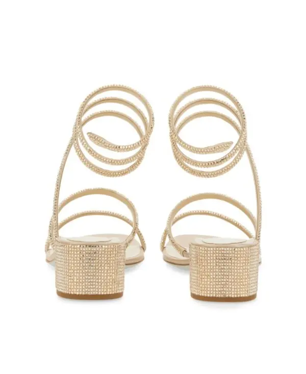 Rene Caovilla Embellished Open Toe Sandals - Nude