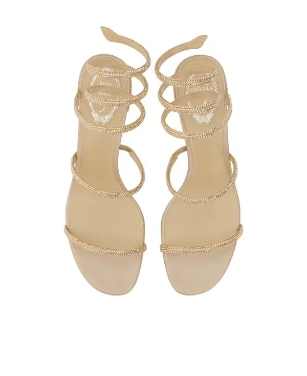 Rene Caovilla Embellished Open Toe Sandals - Nude