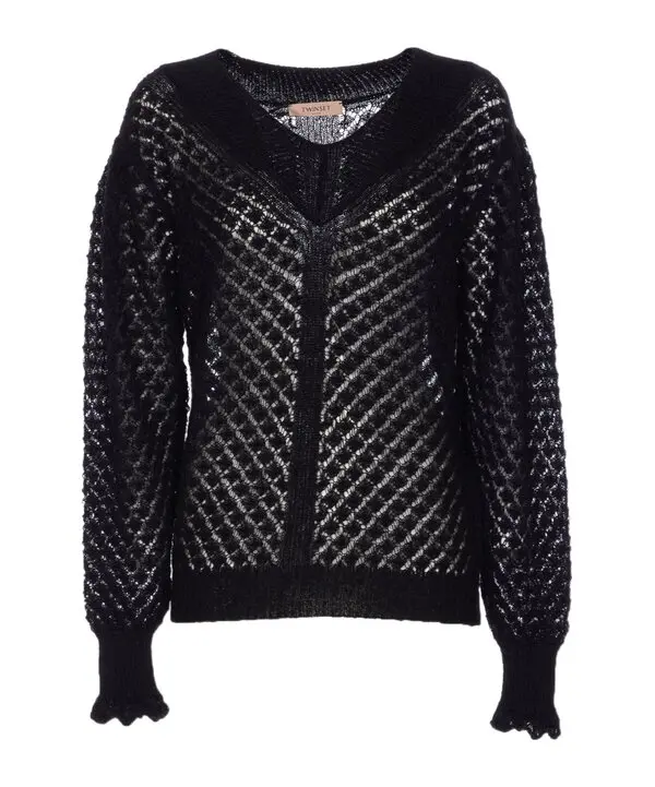 TWINSET Open Design V-neck Long Sleeve Jumper