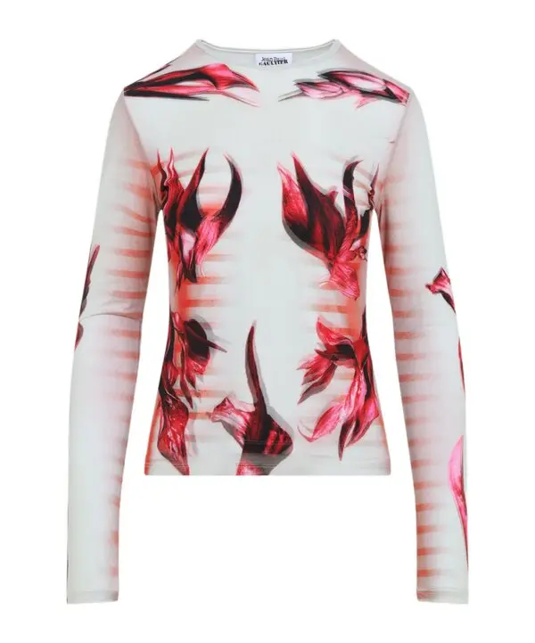 JEAN PAUL GAULTIER Double-layered Printed Long Sleeve Top - White