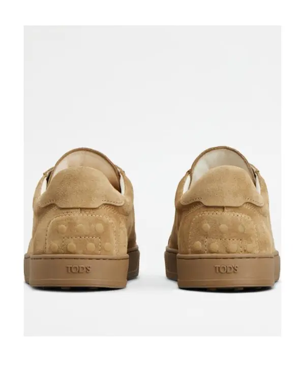 TOD'S Suede Round Toe Sneakers - Brown