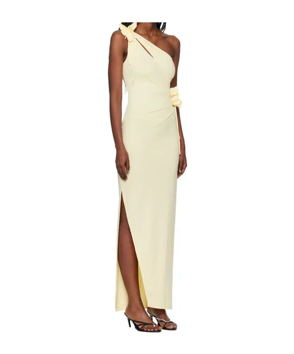 Coperni Asymmetrical Floral-appliqué Maxi Dress - Yellow