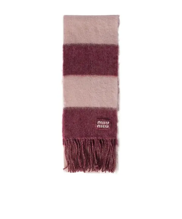 Miu Miu Colour-block Fringed Scarf - Red
