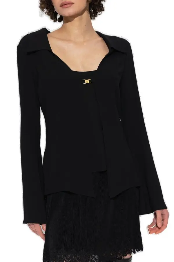 Blumarine Flared Sleeve Buckled Top