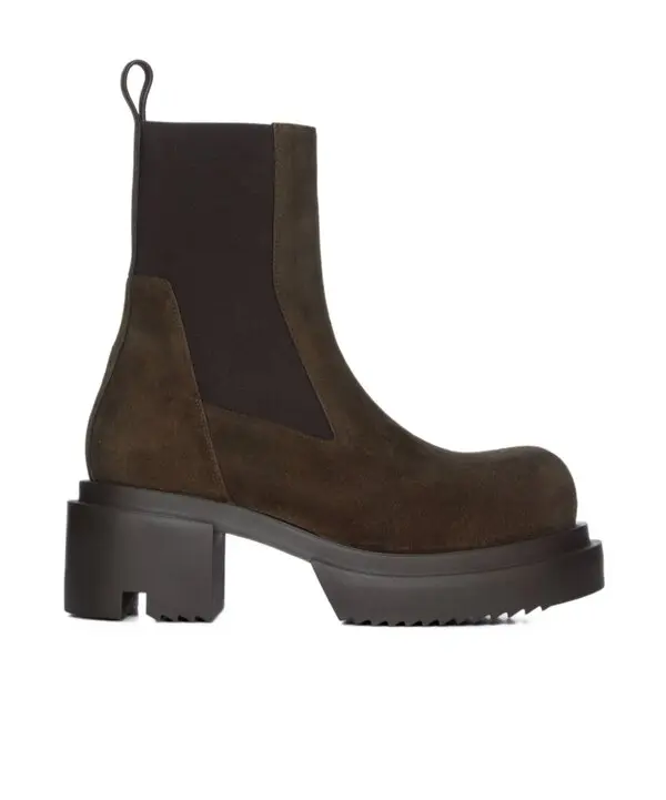 Rick Owens Beatle Bogun Block Heel Chelsea Boots - Black