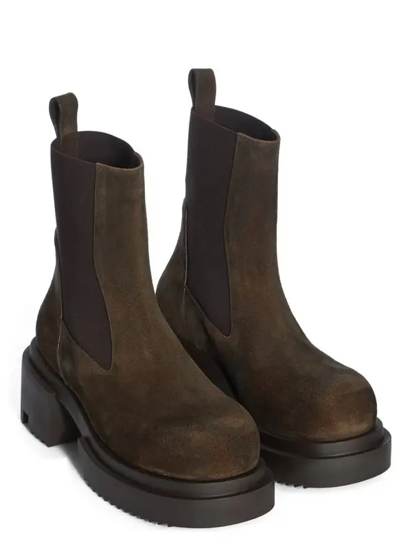 Rick Owens Beatle Bogun Block Heel Chelsea Boots - Black