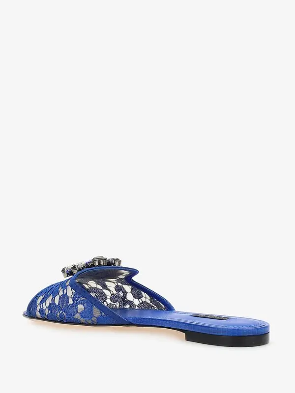 Dolce & Gabbana Bianca Lace Detailed Sandals - Blue