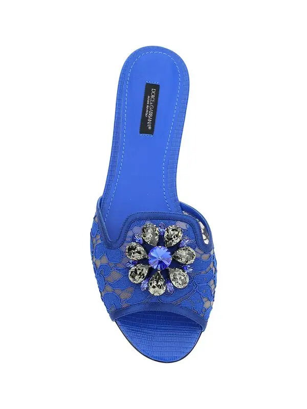 Dolce & Gabbana Bianca Lace Detailed Sandals - Blue