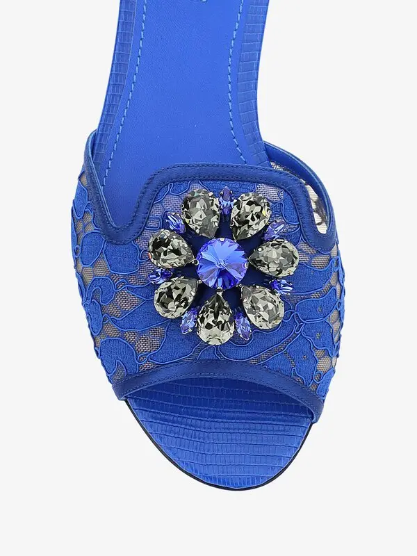 Dolce & Gabbana Bianca Lace Detailed Sandals - Blue