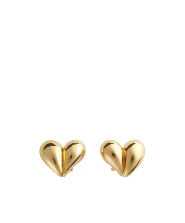 Bottega Veneta Heart-shaped Clip-on Drop Earrings - Golden