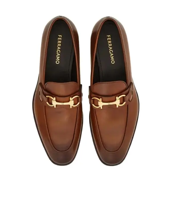 FERRAGAMO Loafer With Gancini Buckle - Brown