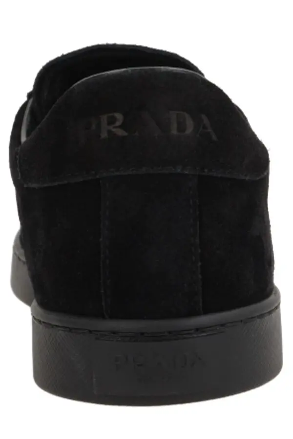 Prada Suede Logo-plaque Sneakers - Black