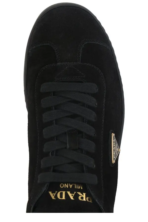 Prada Suede Logo-plaque Sneakers - Black