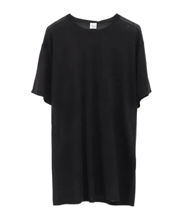 TOTEME Crewneck Knitted T-shirt With Short Sleeves - Black