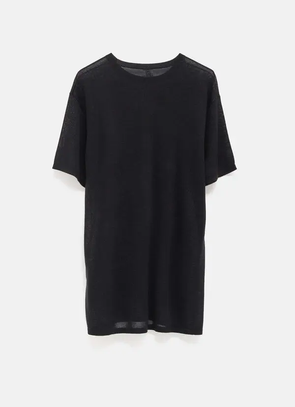 TOTEME Crewneck Knitted T-shirt With Short Sleeves - Black