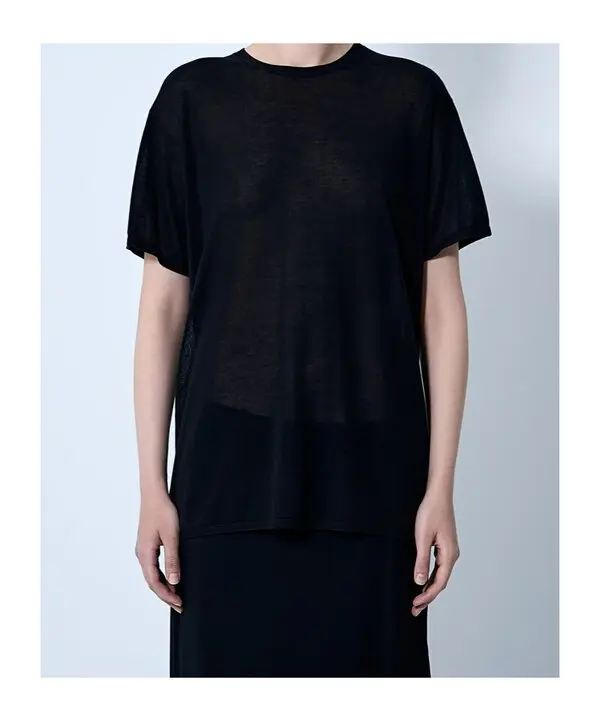TOTEME Crewneck Knitted T-shirt With Short Sleeves - Black