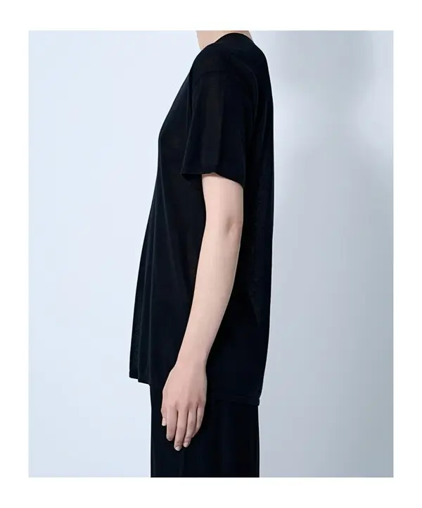 TOTEME Crewneck Knitted T-shirt With Short Sleeves - Black