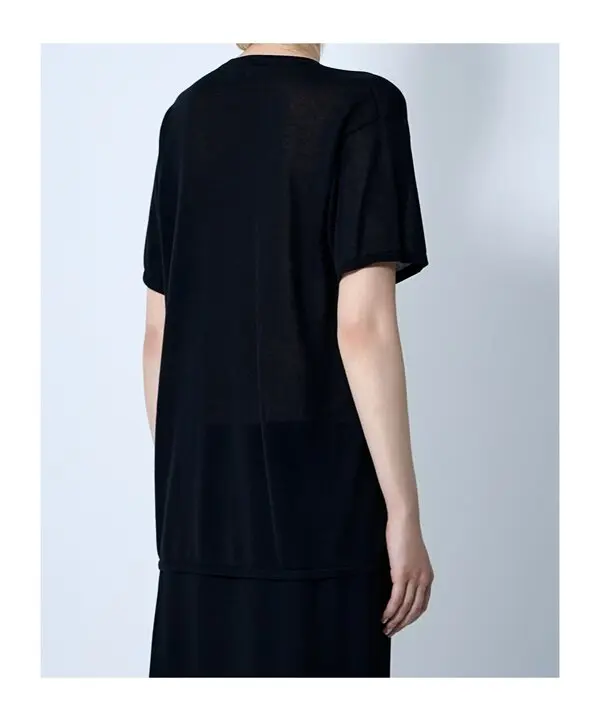 TOTEME Crewneck Knitted T-shirt With Short Sleeves - Black