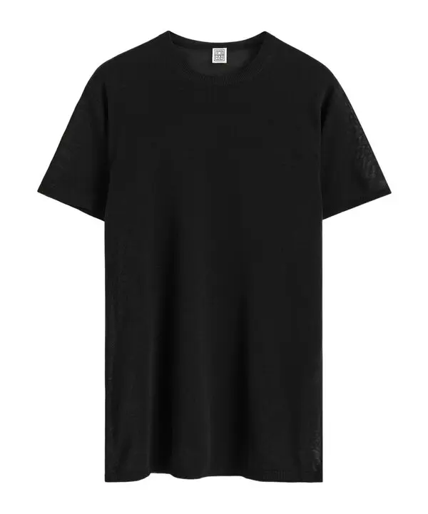 TOTEME Crewneck Knitted T-shirt With Short Sleeves - Black